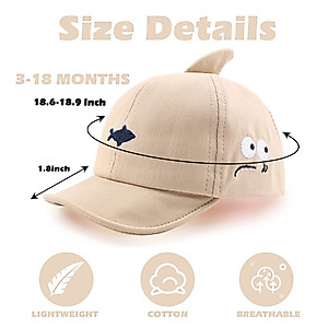 Cartoon Baby Sun Hat Summer Boys Girls Baseball Cap Infant Toddler Beach Hat Animal Pattern (6-24 Months, Light Blue Dinosaur)