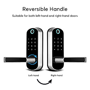 Smart Lock,TFX1 Bluetooth Enabled Fingerprint and Touchscreen Electronic Door Lock|TTLock App Unlock|Keyless Entry|Auto Lock|Fingerprint Door Lock for Home Office Apartment Hotel Garage School(Silver)