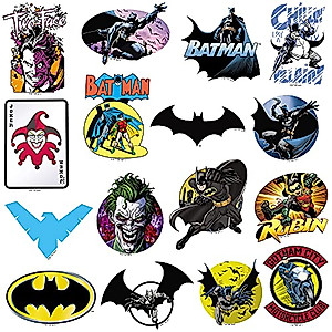 Batman Sticker Pack Die Cut Vinyl Large Deluxe Stickers Variety Pack - Laptop, Water Bottle, Scrapbooking, Tablet, Skateboard, Indoor/Outdoor - Set of 50