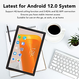 2 in 1 5G WiFi Tablet with Keyboard, Mate50 10.1 Inch FHD PC Tablet for Android12, 8GB RAM 256GB ROM, Octa Core USB C 4G Calling Tablet with Front 8MP Rear 16MP Camera for Daily (US Plug)