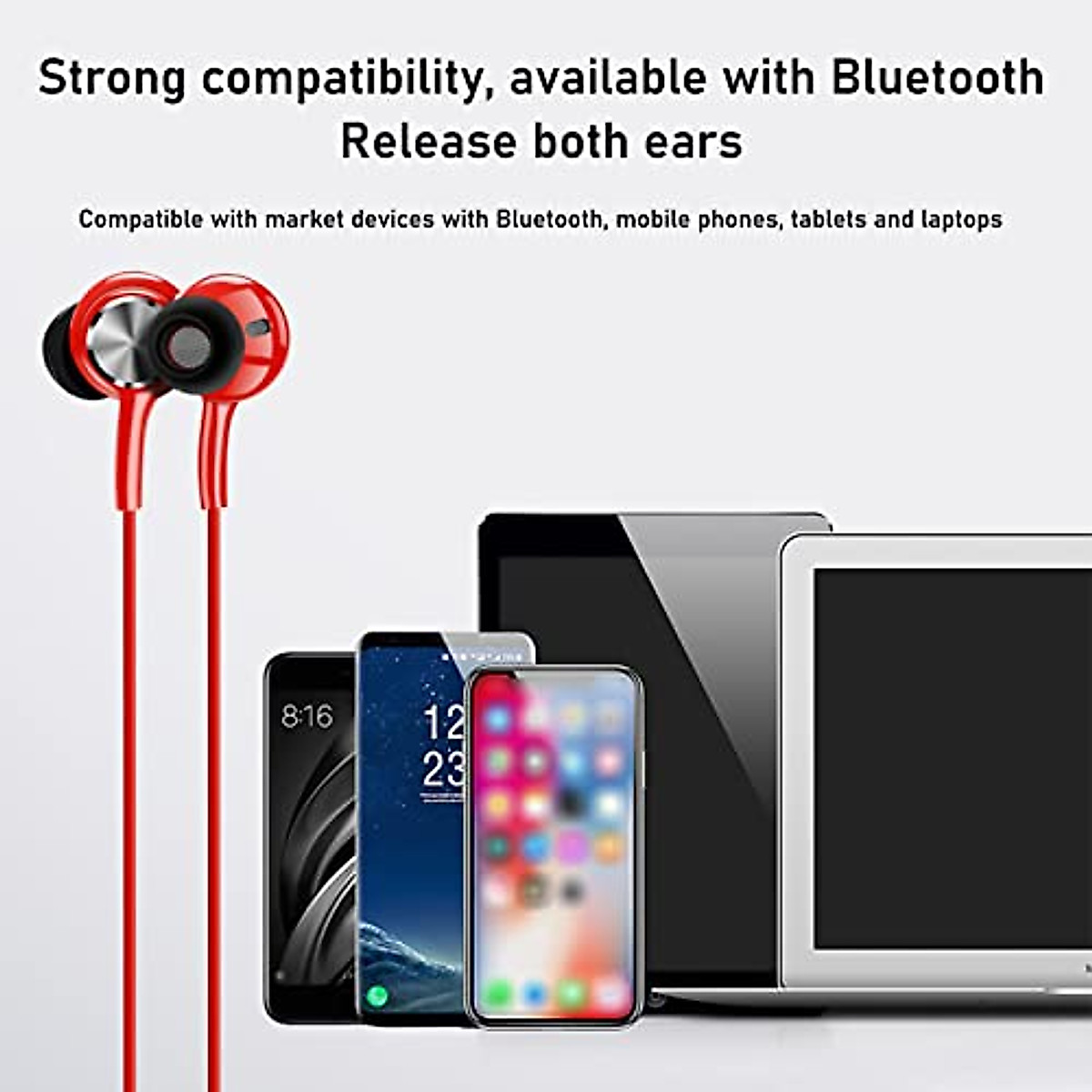 Neckband Bluetooth Headphones,HD Stereo Wireless Sports Earphones,Around Neck Bluetooth Headphones Noise Cancelling Mic,Magnetic Attraction