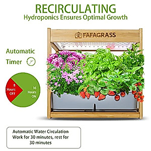 Indoor Garden Hydroponic Growing System, 12 Pods Herb Garden with Grow Light Self Watering System Cycle Timing Natural Bamboo Garden Planter Grower Harvest Vegetable Lettuce