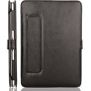 MOSISO Case Compatible with MacBook Air 13.6 inch M4 M3 M2 2025-2022 /Air 13 M1 2022-2018 /Pro 13 inch M2 M1 2025-2016, PU Leather Portfolio Protective Stand Cover, Black