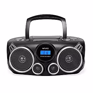 RIPTUNES Portable CD Player Bluetooth Stereo Sound System Digital AM FM Radio, MP3 CD Boombox USB SD PALYBACK with Enhanced Bass, Aux in, Headphone Jack, CD-R/CD-RW Compatible LCD CLOCK Display, Black