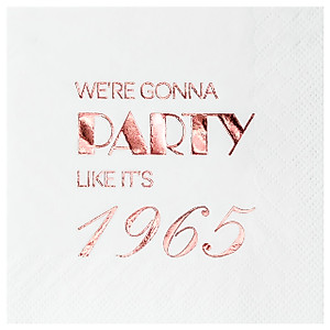 Crisky 60th Birthday Cocktail Napkins Rose Gold for Women 60th Birthday Party Decorations for Cake Dessert Berverage Table, 60th Birthday Party Supplies,50 Pcs Disposable Napkins, 3-Ply