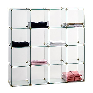 STORE FIXTURES DIRECT Square Tempered Glass Panels for Glass Cube or Shelving Displays, Clear Transparent Glass, 12" W x 12" L x 3/16" Thick, 2 Pack