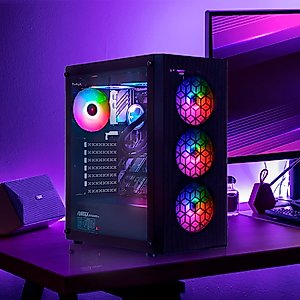 Raidmax X921 Mesh Airflow and Tempered Glass Gaming PC Case with Fans, Pre-Installed 6 Static RGB Color Fans, ATX Mid Tower PC Case, Black PC Case, Support ATX, Micro ATX, Water Cooling