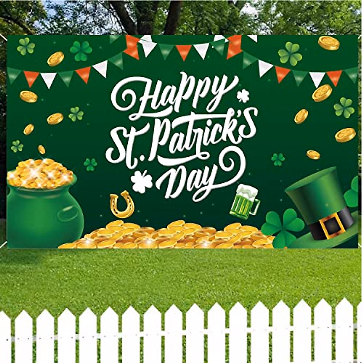 St. Patrick's Day Decorations Happy St Patricks Day Backdrops - 71x44 Inch St. Patricks' Day Banner for St. Patrick's Day Party Decor