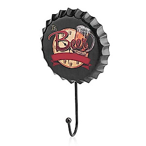 Duokon Metal Bottle Cap Sign Hook, Wall Sign Pub Club Bar Coffee Restaurant Decor Decorative Wall Hooks for Pub Club Clothing Store Restaurant(Style T)