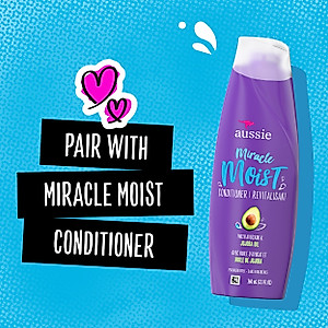 Aussie For Dry Hair Paraben Free Miracle Moist Shampoo W/Avocado & Jojoba, 12.1 Fluid Ounce