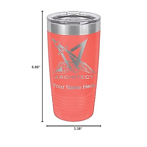 LaserGram 20oz Vacuum Insulated Tumbler Mug, Architect Symbol, Personalized Engraving Included (Coral)