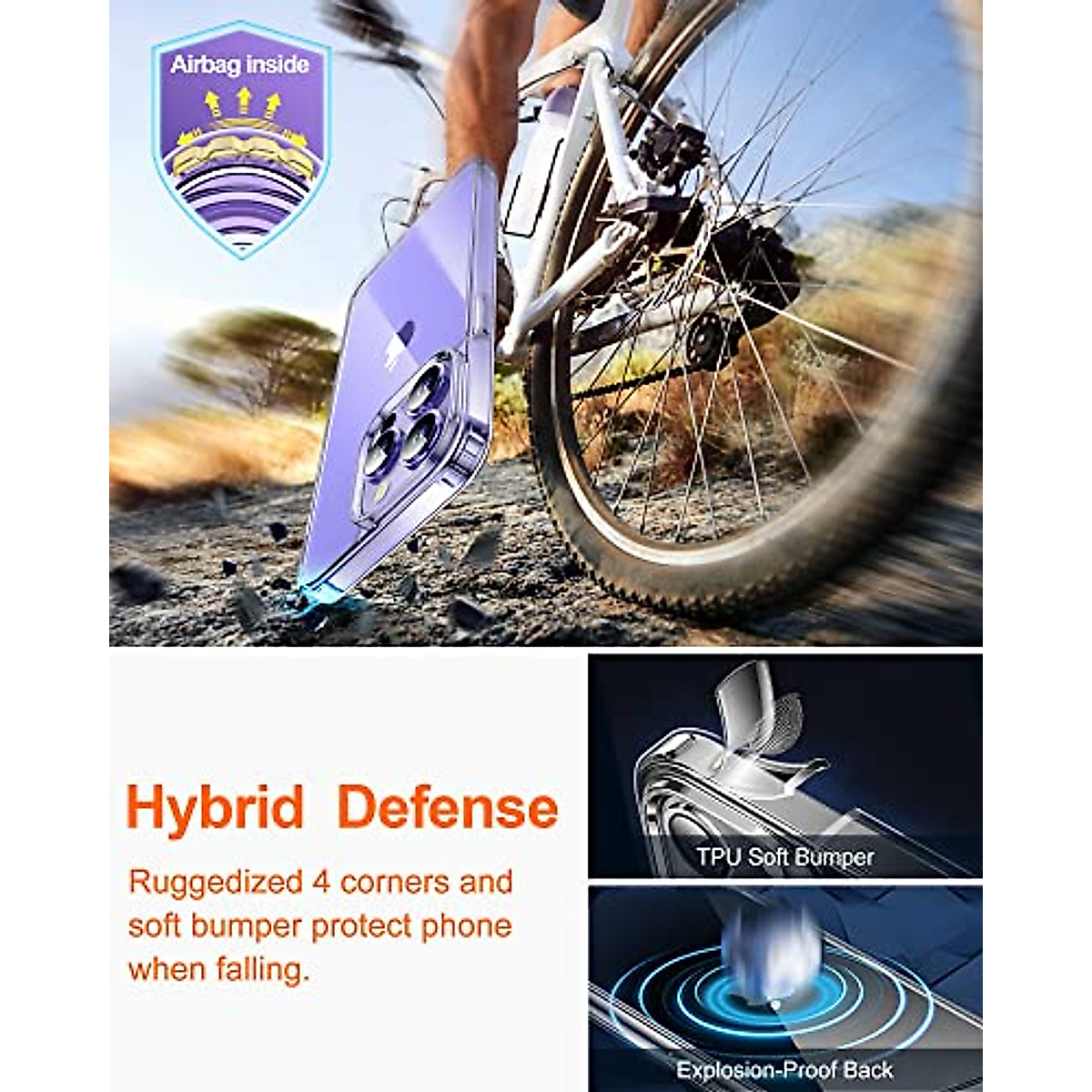 HOOMIL Case for iPhone 14 Pro Max, Anti-Yellowing Hard Back Soft Bumper Shockproof - Crystal Clear