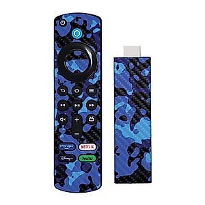 MightySkins Carbon Fiber Skin Compatible with Amazon Fire TV Stick 4K Max - Blue Modern Camo | Protective, Durable Textured Carbon Fiber Finish | Easy to Apply and Change Styles | Made in The USA