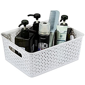 Eslite Plastic Storage Baskets,11.4X8.9X4.7",Pack of 4 (White)