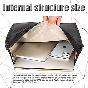 Faraday Bags Large Non-Window Faraday Phone Bag 9.8" x 10.6" Faraday Bag Signal Blocking Bag Car Key Signal Blocker Faraday Bag Black Canvas (9.8" x 10.6")