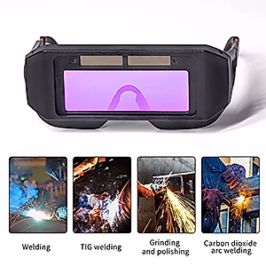 T TOVIA Solar Powered Auto Darkening Welding Goggles, LCD Welder Glasses with Adjustable Shade, 2 Sensors Welder Glasses for TIG MIG MMA Plasma