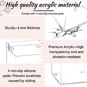 Qtip Holder Cotton Ball Dispenser Acrylic Container for Cotton Swab, Cotton Pads, Floss Picks Restroom Containers Bathroom Essentials Accessories Decor Vanity Storage Organizer, 3.3'' x 3.2'' x 2.75''