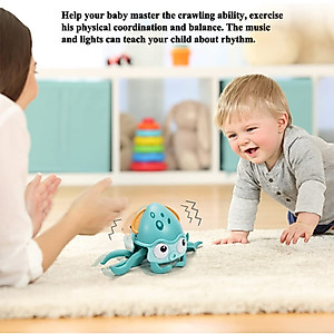 Crawling Octopus Toy with Music and LED Light Up,Electric Dancing Musical Octopus Toys with Automatically Avoid Obstacles,USB Rechargeable, Fun Moving Toy for Babies,Toddlers and Kids (Octopus-Orange)