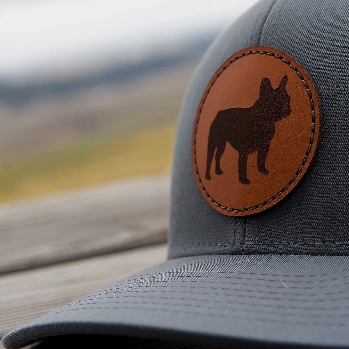 Palouse Prairie Frenchie French Bulldog Leather Patch Hat Frenchie Gift Frenchie Trucker Hat Bulldog Baseball Hat One Size