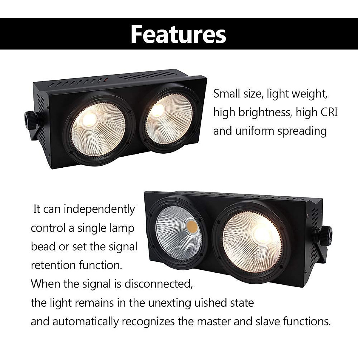 V-Show 200w led Stage par, Stage COB par,LED Blinder 2Head Light Warm White 3000K, 2 Eyes Wash LED, for Wedding Christmas Party Theater
