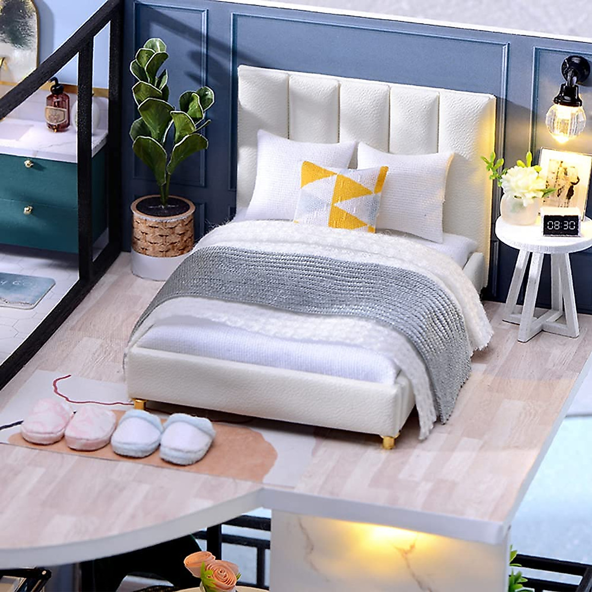 CUTEBEE DIY Dollhouse Miniature with Furniture, DIY Wooden Dollhouse Kit Plus Dust Proof and Music Movement, Creative Room for Valentine's Day Gift Idea(Cozy Time)