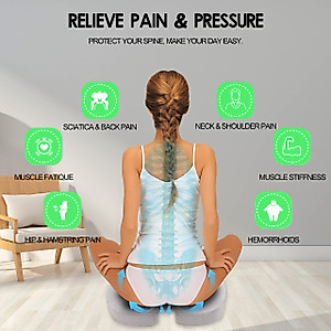 microzo Memory Foam Seat Cushion, Cute Animal Chair Cushion for Office Desk Chair, Non-Slip Chair Pad for Car Seat, Tailbone Pain Relief Cushion for Orthopedic Back Pain Sciatica (Koala)