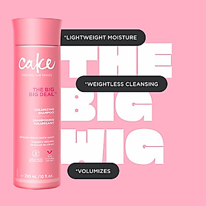 Cake Beauty Volumizing Shampoo, The Big Big Deal– Body Boosting & Weightless Cleansing – With Aloe Vera Rice & Soy Protein – For All Hair Types – 10 Fl Oz / 295 ml