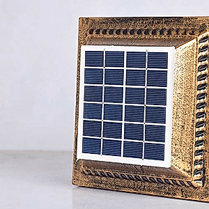 ROLTIN Creative European Victoria Retro Outdoor Solar Energy Column Lamps Bronze Square LED Pillar Post Light Aluminum Metal Landscape Lighting Exterior Villa Garden Pati