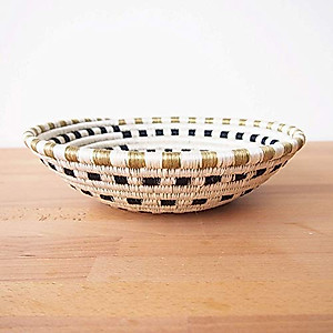 African Basket- Gatonde/Rwanda Basket/Woven Bowl/Sisal & Sweetgrass Basket/White, Black, Gold
