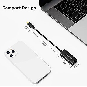 CableCreation USB C to 2.5G Ethernet Adapter, USB C 3.1 to RJ45 2.5 Gigabit LAN Thunderbolt 3, Compatible with MacBook Pro MacBook Air iPad Pro Surface Pro 7 Dell XP15 13 Chromebook Windows Mac OS