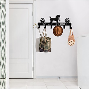 Dog Leash Holder for Wall, Dog Stuff Storage Organizer and Key Holder Wall Mount with Did Someone Say Walk - Dog Leash Dog Stuff Key Organizer Wall for Entryway Farmhouse