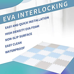 Baby Play Mat Puzzle Exercise PlayMat Foam Flooring Tiles Interlocking Floor Mats for Baby Non-Toxic Soft Waterproof and Thick(0.4" Thickness) Designed for Babies Toddlers Flooring Protector-46”×46”