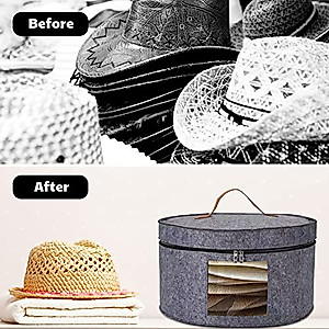 Munskine Hat Boxes for Women Storage & Men Hat Box For Travel Hat Storage Box - Large Hat Box With Lids Round Box With Dust proof Lid Toy Storage - Light Grey