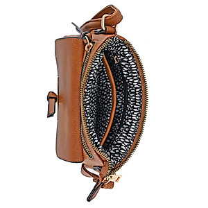 V+BENIE Gold Button Small Crossbody Bag, Brown