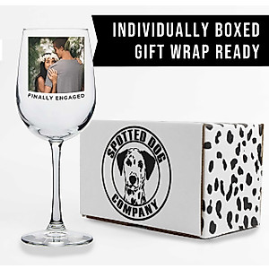 Personalized 16oz Printed Photo Picture Stemmed Wine Glass - Bride to Be Fiance Gifts - Engagement Engaged Bachelorette Gifts for Women Her – I Said Yes - Wedding Bridal Shower Future Mrs