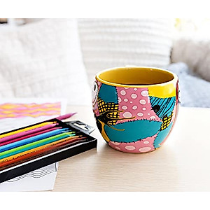 Disney The Nightmare Before Christmas Jack and Sally Patchwork 16-Ounce Sculpted Handle Ceramic Mug