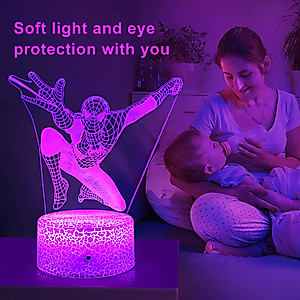 YOOEI Night Light for Kids Cool Gifts 3D Illusion Lamp with 16 Colors Changes with Remote Control Kids Bedside Lamp Toys for 3 4 5 6 7 8 Year Old Boys Christmas Birthday Gifts