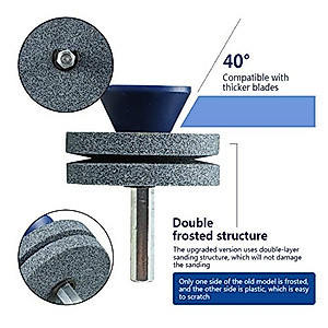 【2021 New】 Universal Wear Resistant Lawn Mower Blade Sharpener, Quality Double Layer Corundum Lawn Mower Blade Sharpener for Any Power Drill Hand Drill, Double-Layer Grindstone Not Easy Damage-(Gray)