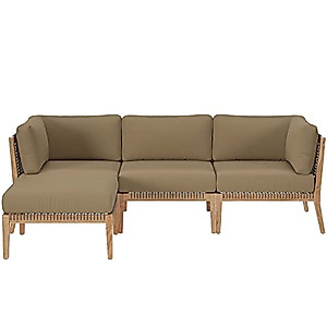 Modway Clearwater Sectional, 4-Piece Set, Gray Light Brown