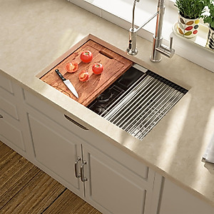 Lordear 28 Inch Undermount Kitchen Sink Double Bowl Stainless Steel 16 Gauge Undermount Workstation 60/40 Kitchen Sink with Smart Low Divider 28x19 Inch Double Basin Under Counter Kitchen Sinks