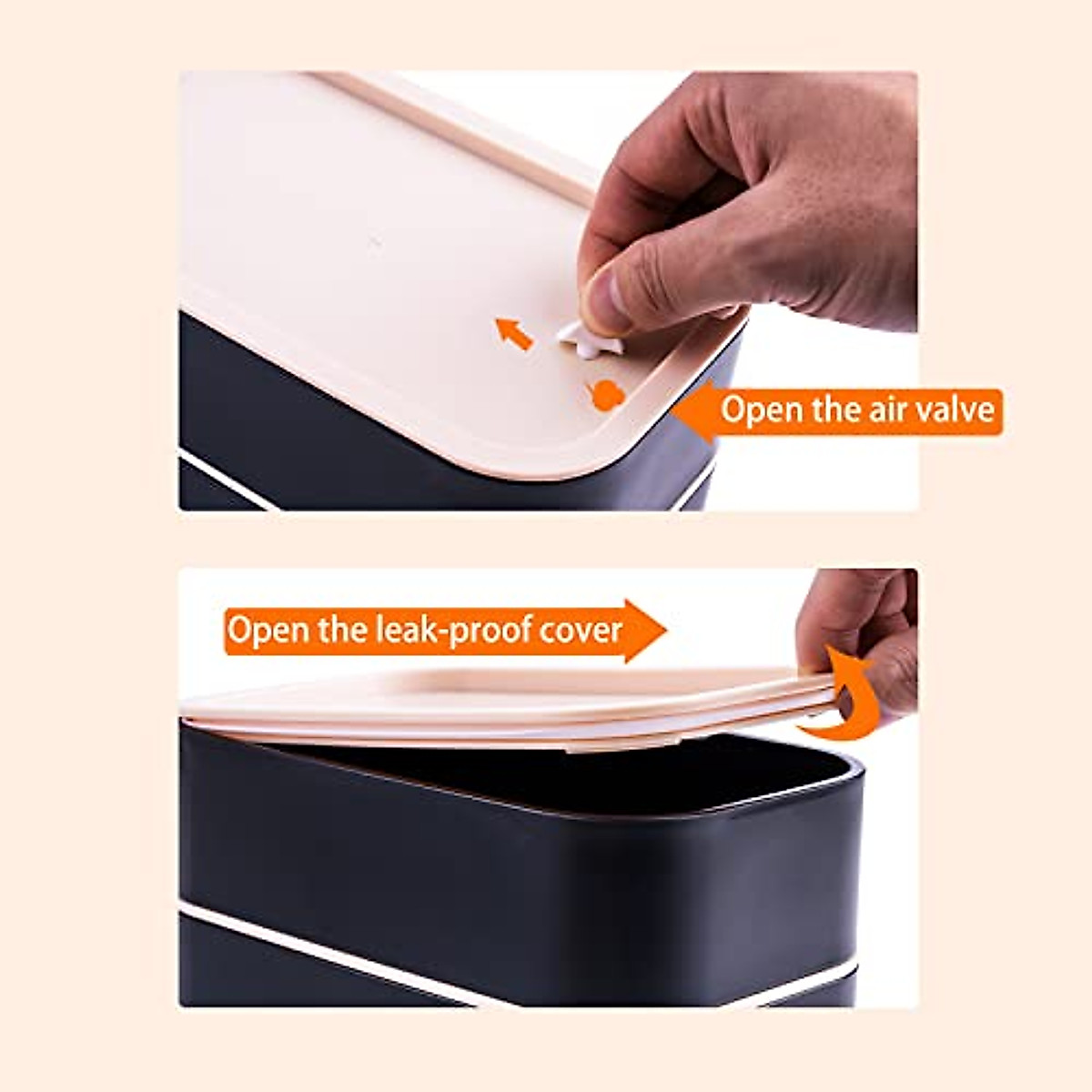 Uybieef Bento Box Adult Lunch Box with lunch bag,Japanese Lunch Box Containers for Adult,Bento lunch Box with Leakproof 54OZ Black