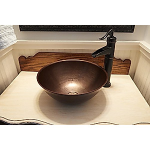 Sinkology BRV-1405BC Hubble Handmade Pure Solid Vessel Sink, 14", Aged Copper