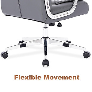 Hoxne Leather Executive Office Chair with Arms and Wheels, High Back Ergonomic Computer Desk ChairAdjustable Height Swivel Office Desk Chair, 350LBS Capacity (Gray)