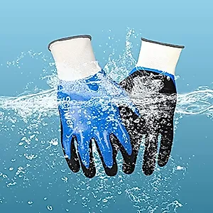 Schwer 3 Pairs Waterproof Work Gloves, Heavy Duty Gloves Sandy Nitrile Coated, Oil-Proof, Dirt-Proof Abrasion Resistant Gloves for Changing Oil, Vehicle Repair, Construction, HVAC, Cleaning (L)