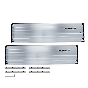 Milescraft 1408 Guide Rails – 55 Inch Rail Extensions for Milescraft 1409 Track Saw Guide. Extend Range to Over 8 Feet. All-Aluminum Construction. Includes 4 Rail Connectors