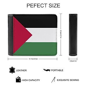 Wallets for Men Palestine Flag Bifold Leather Pocket Wallet Short Purse Personality Fashion Card Holders