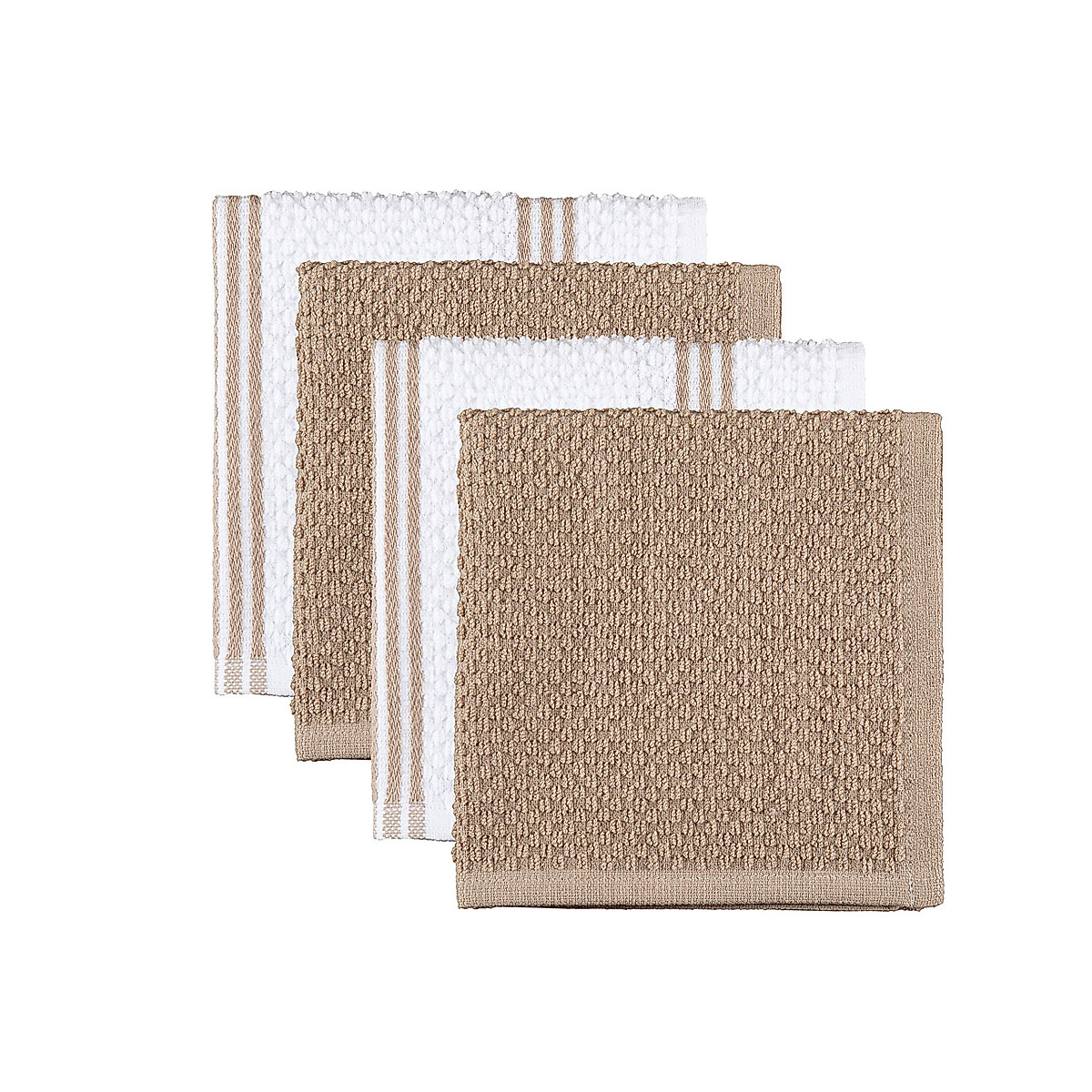 Kitchen Towels Dishcloths Oven Mitts and Pot Holders Set of 9, Oeko-Tex 100% Cotton Terry Dish Towels & Dish Cloths, Non-Slip Silicone, Tan