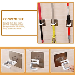 Zerodeko 2pcs Mop Holder House Organization Must Haves Mop Broom Holder Wall Mounted Wall Rack Hooks Broom Organizer Wall Mount Suction Cup Hook Mop Hook Plastic Self-Adhesive