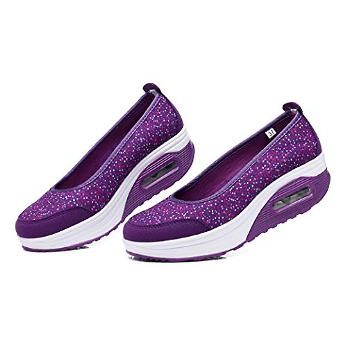 CYBLING Womens Platform Wedge Walking Shoes Fashion Air Cushion Slip on Sneakers Outdoor Fitness Loafers Purple