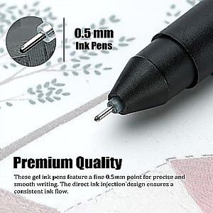 Ouzrpuo 20 Pack Gel Pens, Black Gel Pen Fine Point 0.5mm, Gel Ink Ball Point Pen for Office School Stationery Supply